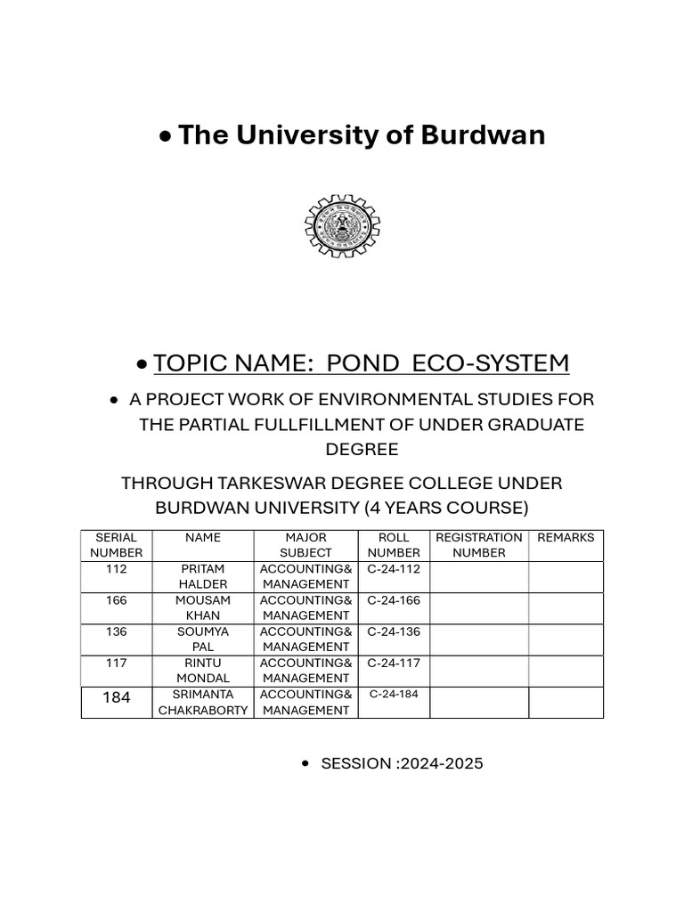 Project Pond Eco System Revised | PDF