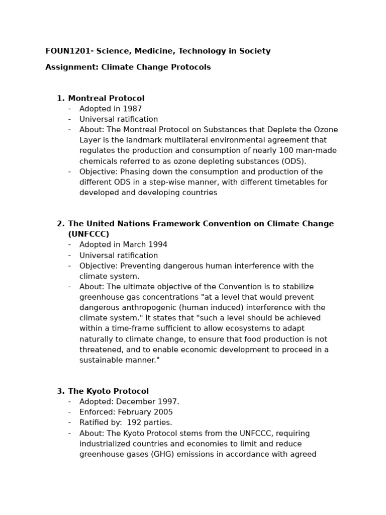 Climate Change Intl Agreements and Protocols | PDF | United Nations ...