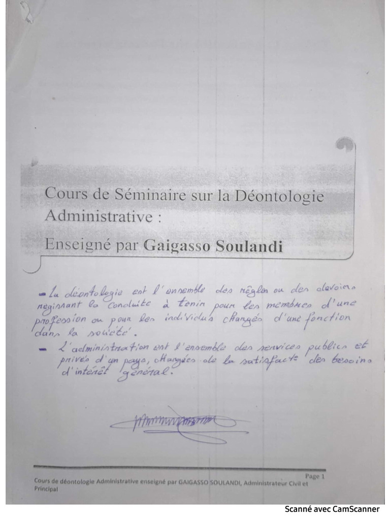 Cours L3 S5 Déontologie CamScanner 04-02-2025 13.41 | PDF