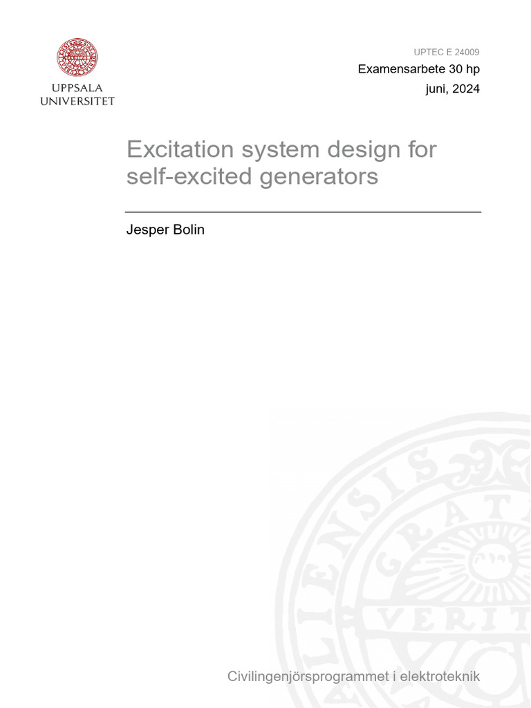 Bolin_Jesper_Excitation System Design for Self-excited Generators | PDF ...