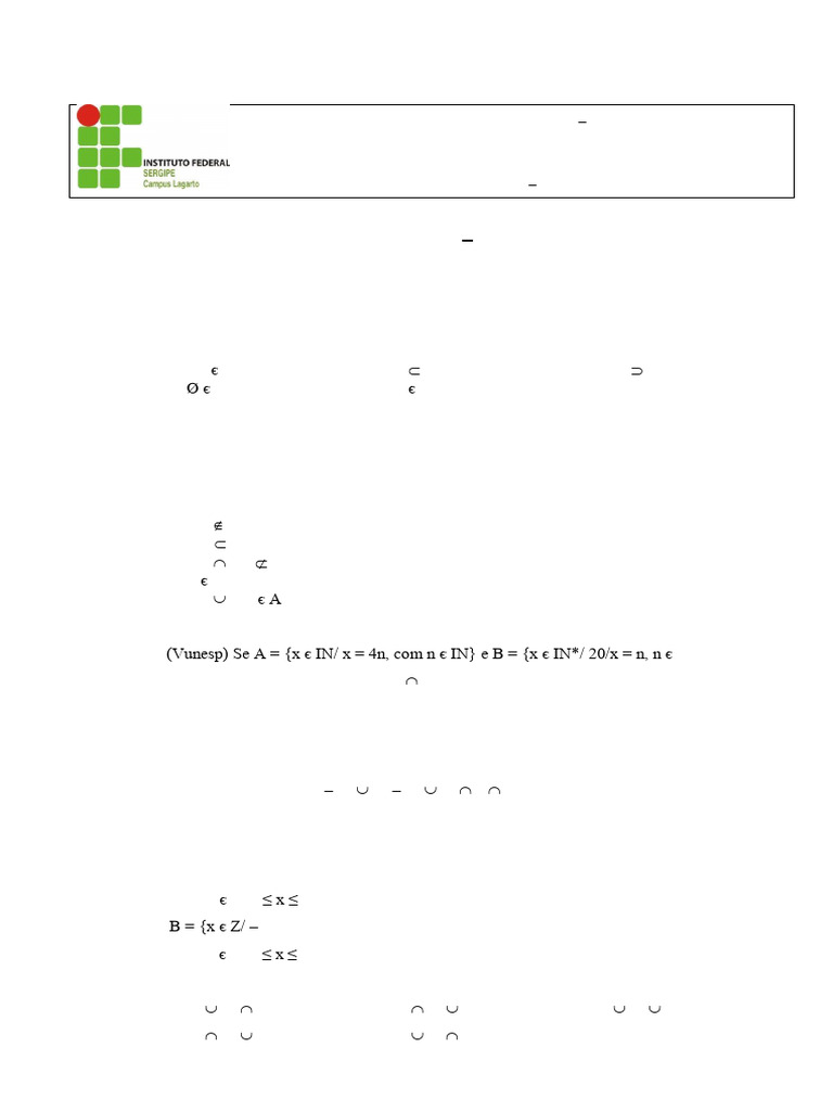 2 - Lista de Exerc-Cios - Teoria Dos Conjuntos | PDF | Matemática | Lógica matemática