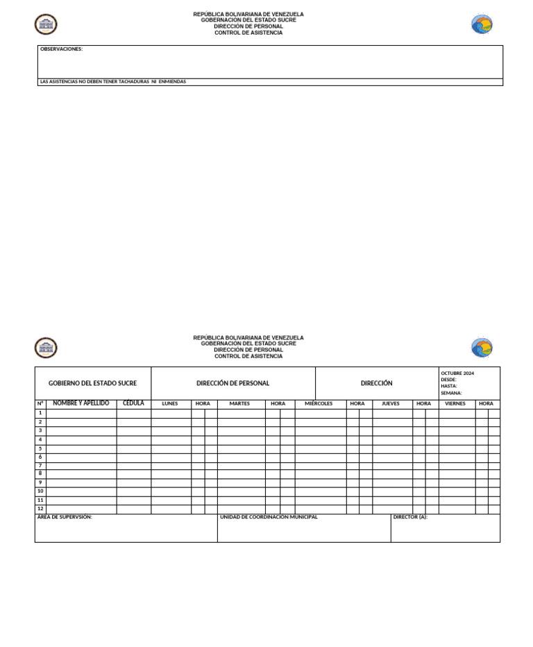 Formato Vacio de Asistencias | PDF
