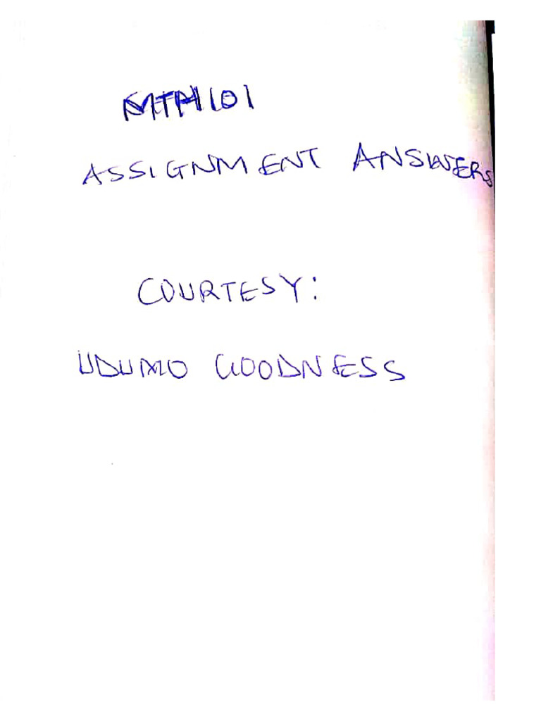 MATHS 101 ASSIGNMENT ANSWERS | PDF