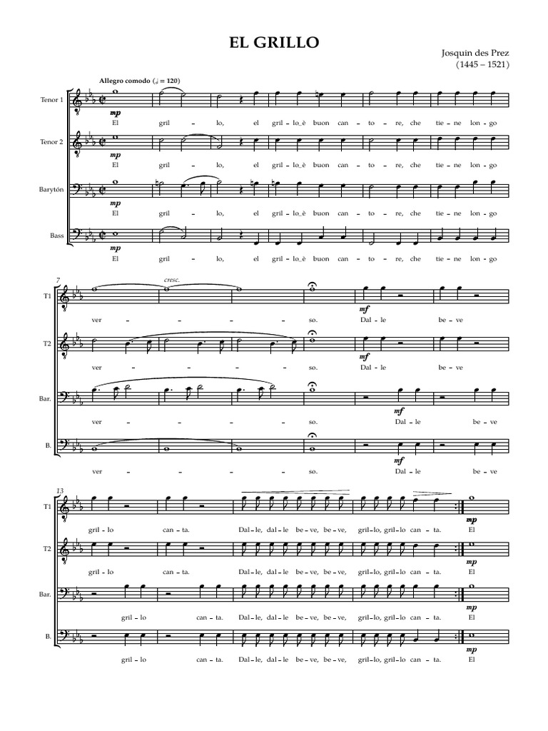Josquin des Prez: El Grillo Análisis | PDF