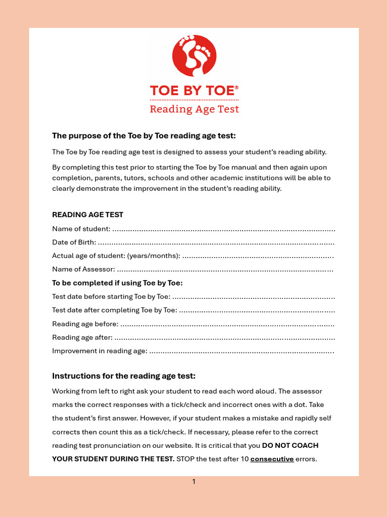 TBT Reading Age Test 2025 2 | PDF | Cognition | Learning