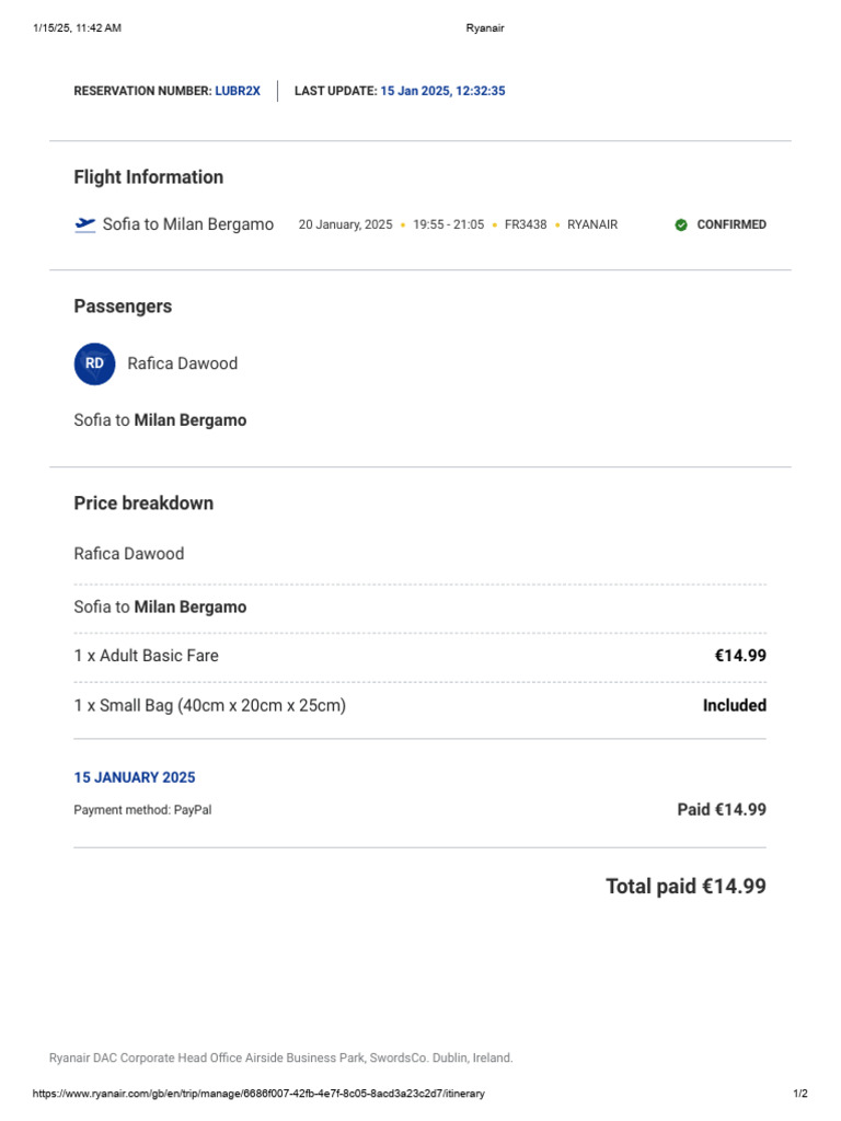 Monday Flight Receipt | PDF