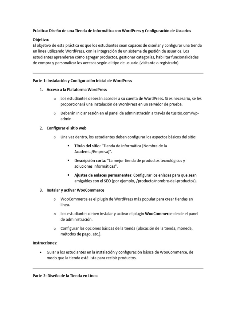 Práctica WordPress Tienda Informática | PDF | Word Press | Ordenador portátil