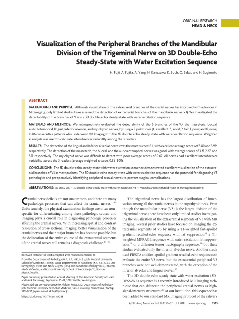 Visualization of the Peripheral Branches of the Mandibular Division of ...