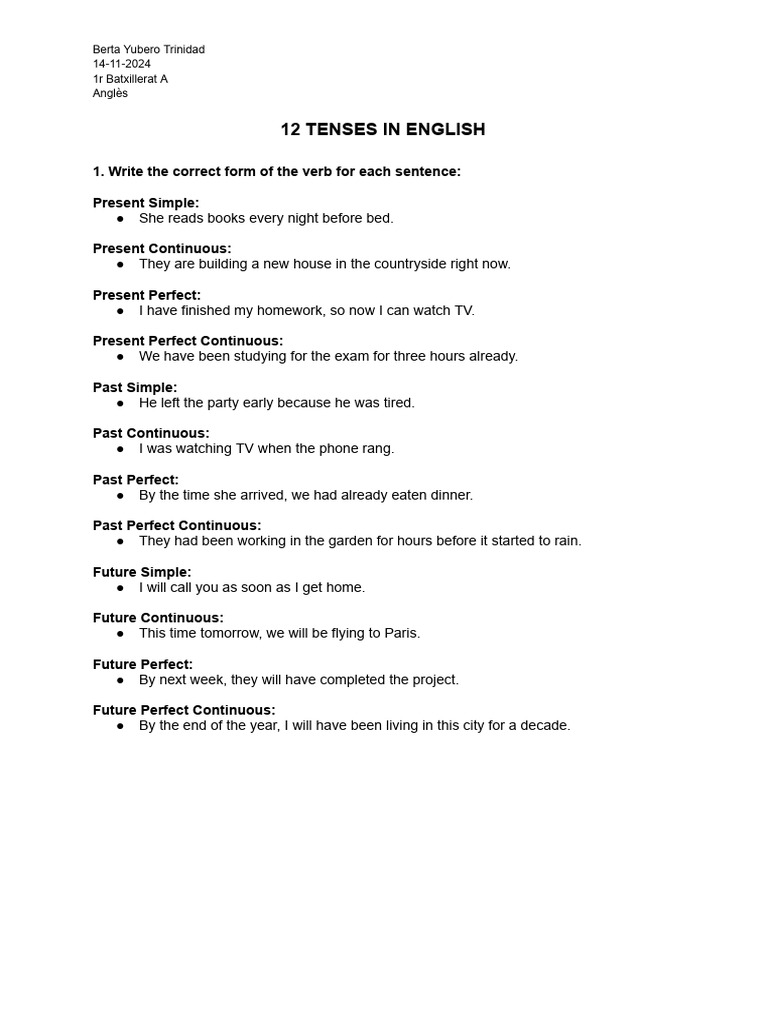 Mastering English Verb Tenses Guide | PDF