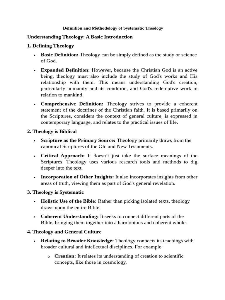 Systematic Theology: Definition & Methodology | PDF | Theology | Bible