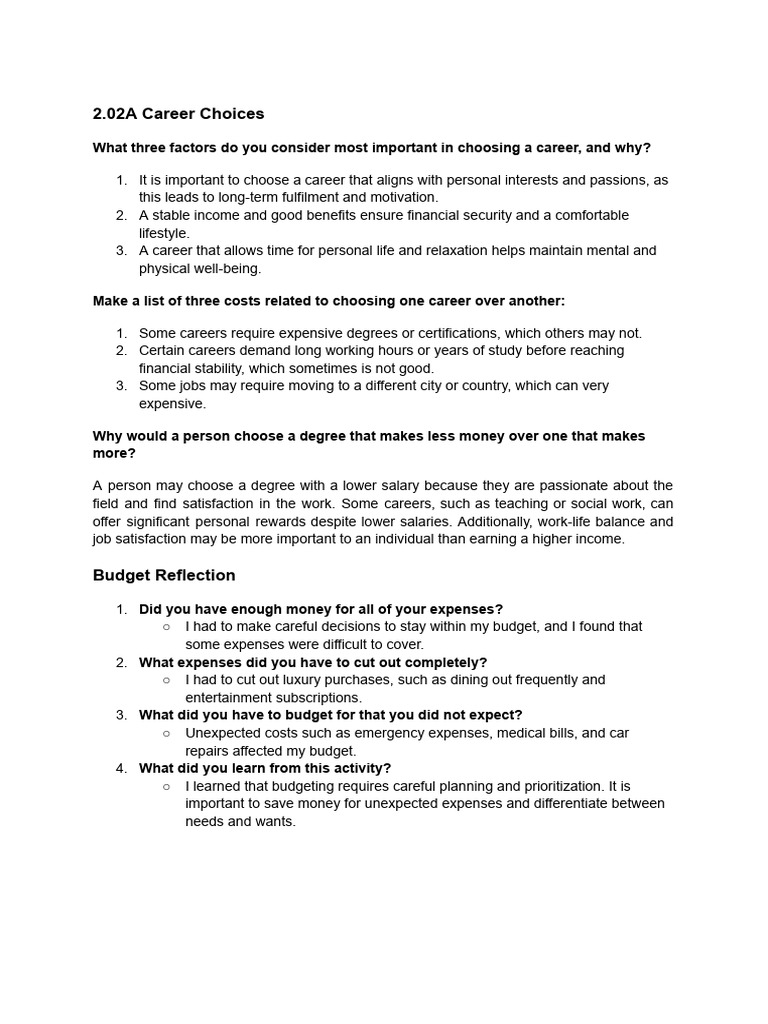 2.02A Career Choices | PDF