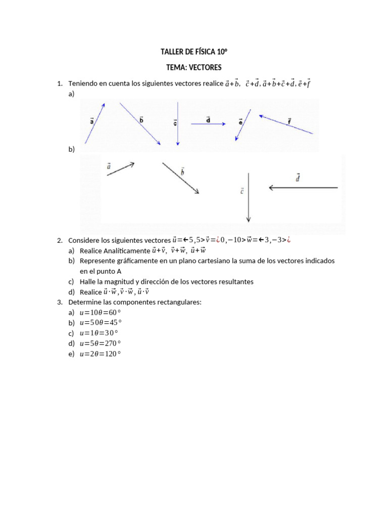 TALLER DE FÍSICA 10 | PDF