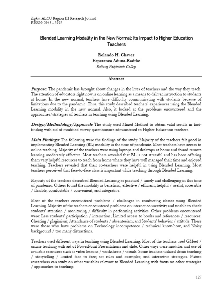 7-Blended Learning Modality in the New Normal (1) | PDF | Learning | Educational Technology