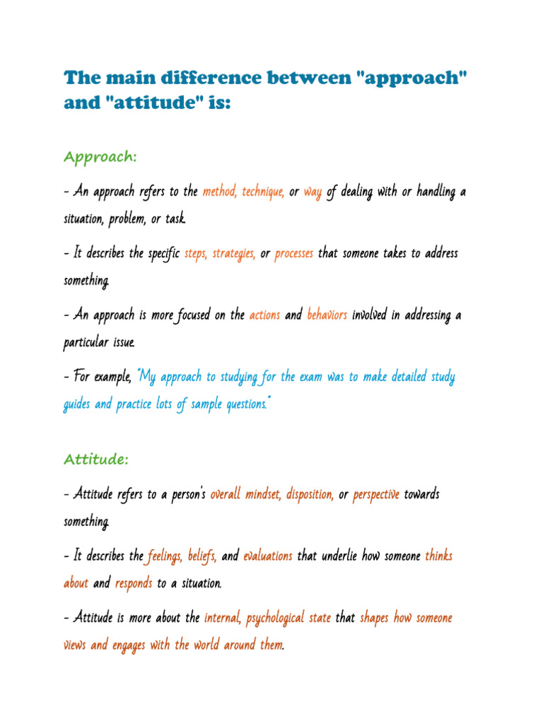 Approach Vs Attitude | PDF