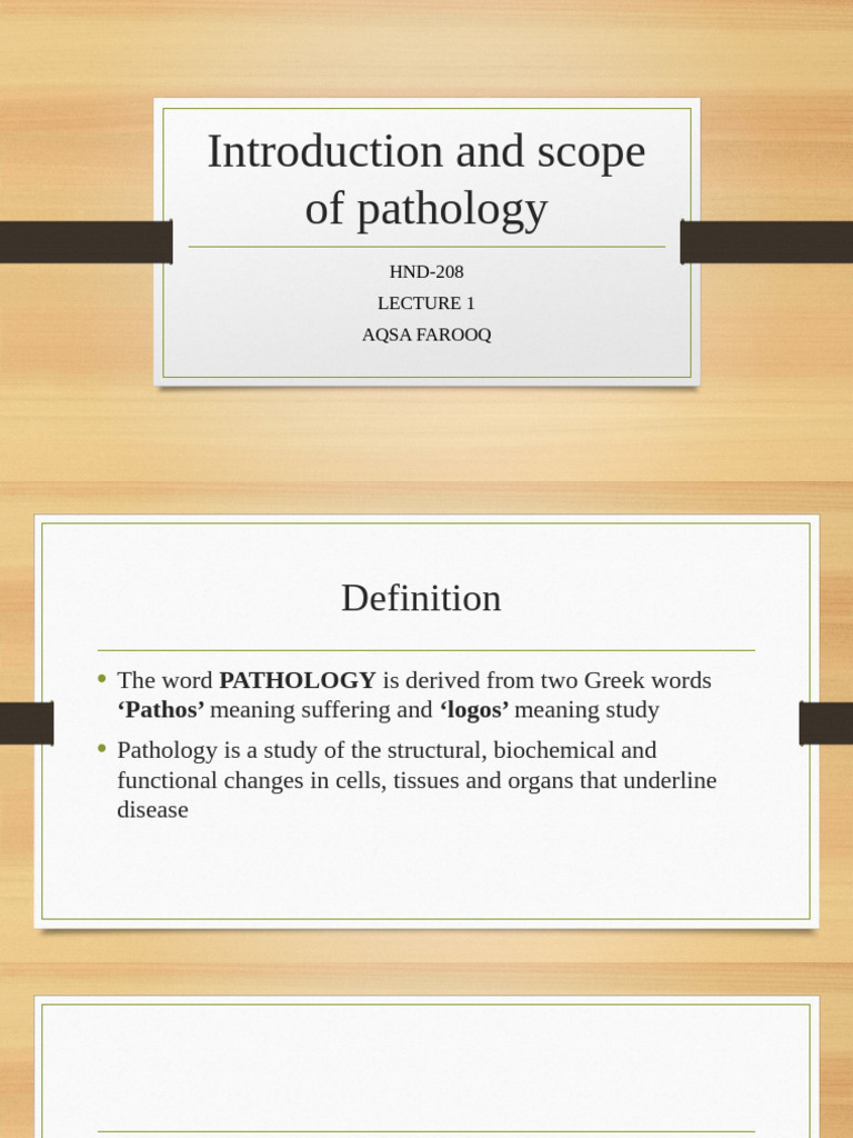 Lec 1... Introduction and Scope of Pathology | PDF | Pathology | Infection