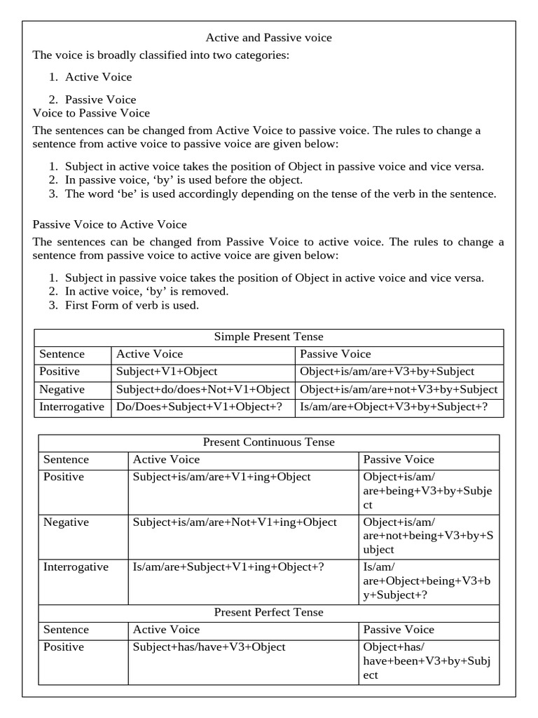 Active and Passive | PDF | Subject (Grammar) | Verb