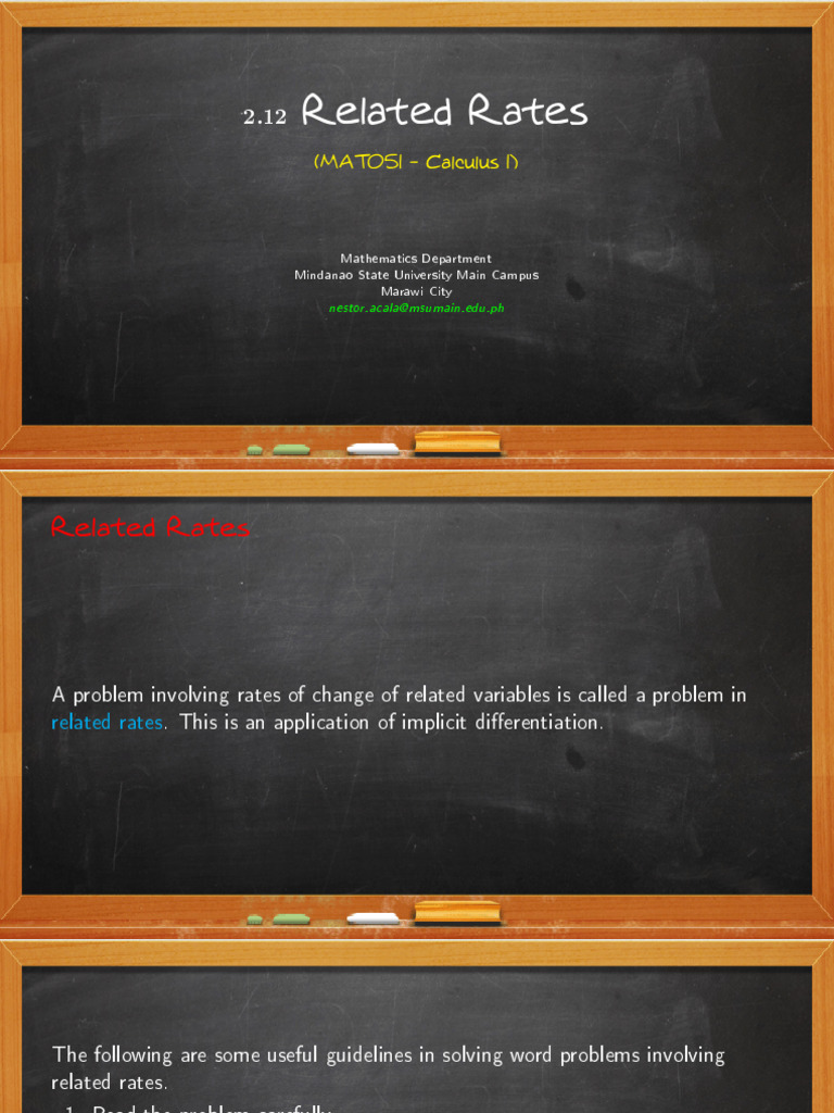 Related Rates in Calculus Explained | PDF | Variable (Mathematics ...
