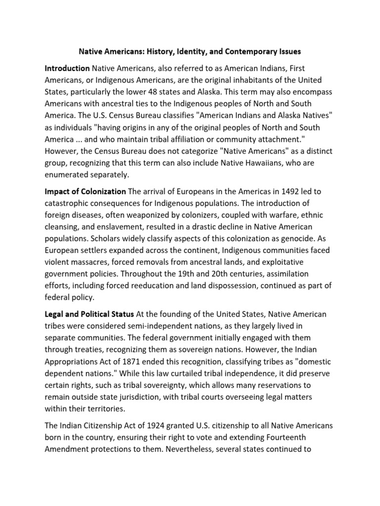 Native Americans History Identity and Contemporary Issues | PDF ...