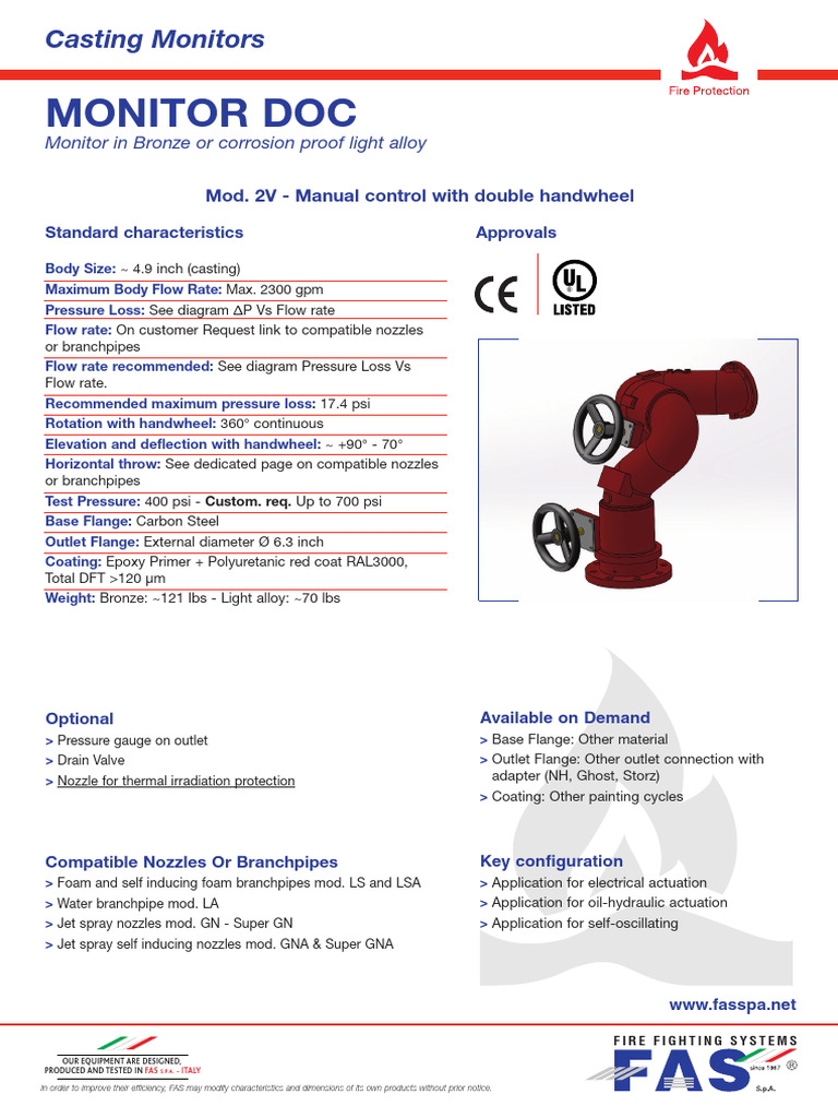 Bronze Fire Monitor Specifications | PDF | Flow Measurement | Nozzle