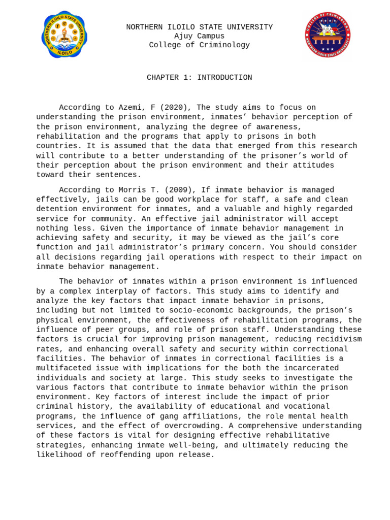 Inmate Behavior Factors in 5th District Jail | PDF | Prison | Prisoner