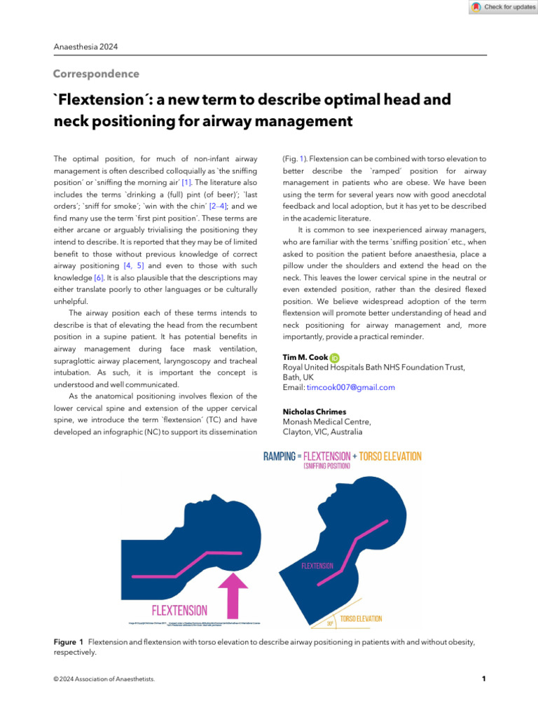 Anaesthesia - 2024 - Cook - Flextension A New Term To Describe Optimal ...