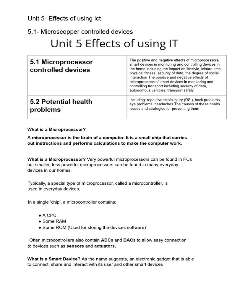 Impact of Microprocessors on Lifestyle | PDF | Internet Of Things ...