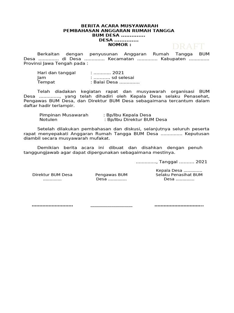 Ba Musdes Proker (Contoh) | PDF