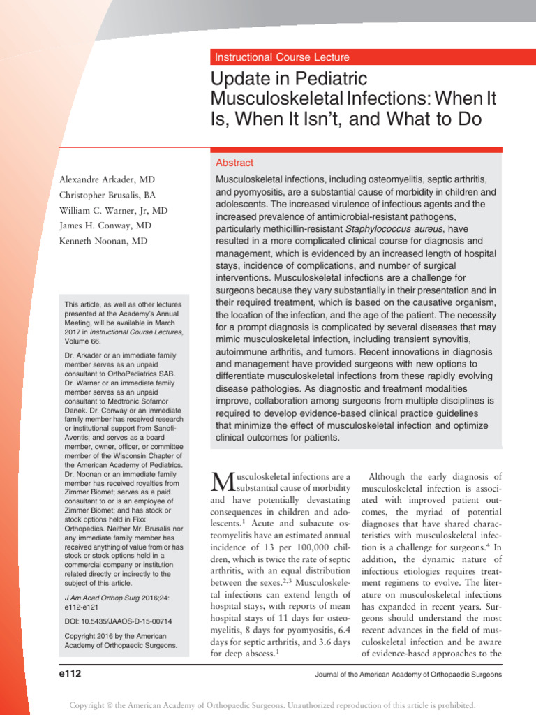 2016 - Update in Pediatric Musculoskeletal Infections | PDF ...