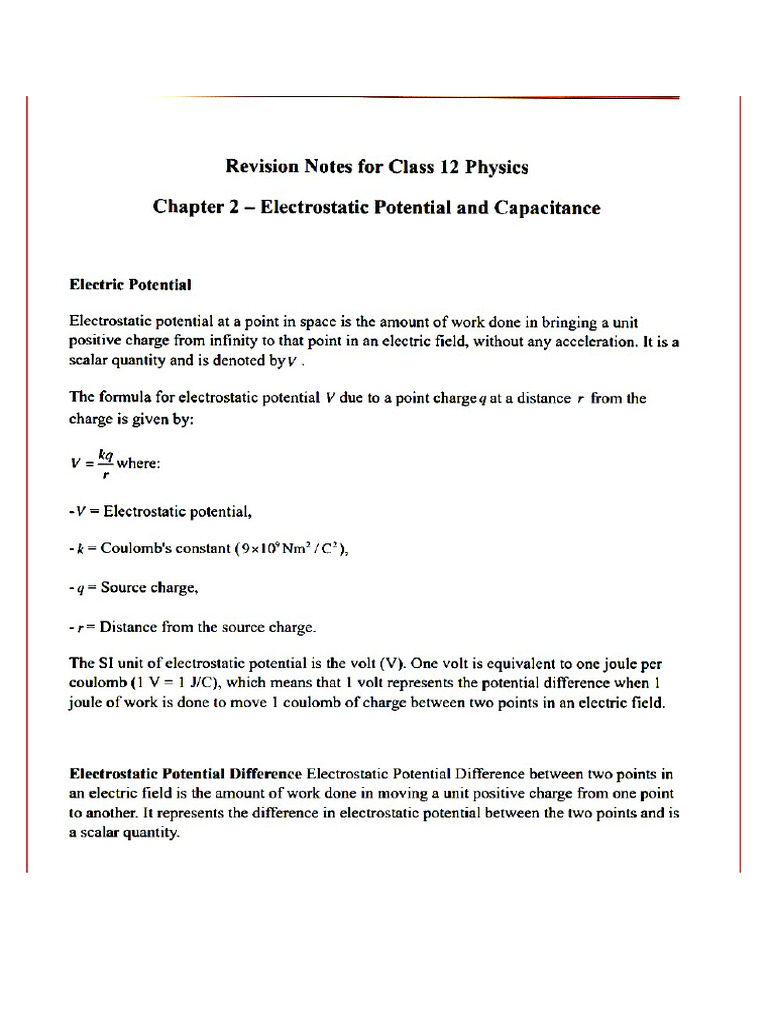 Electrostatic Potential Capacity | PDF