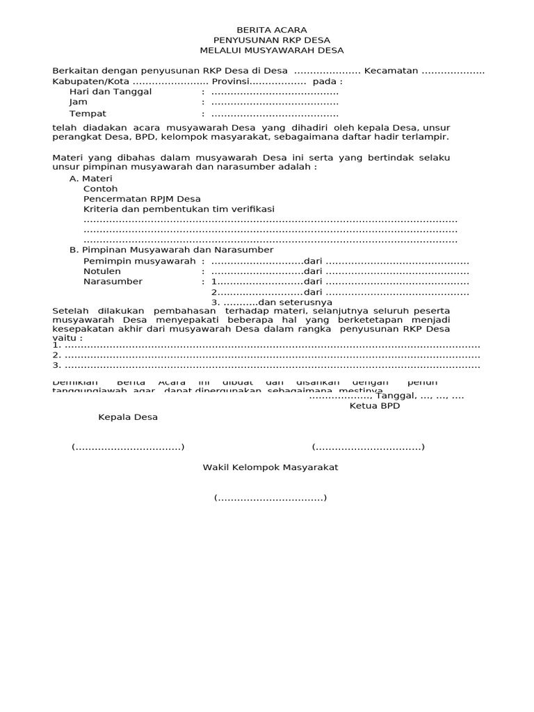 6. FORMAT RKP DESA | PDF