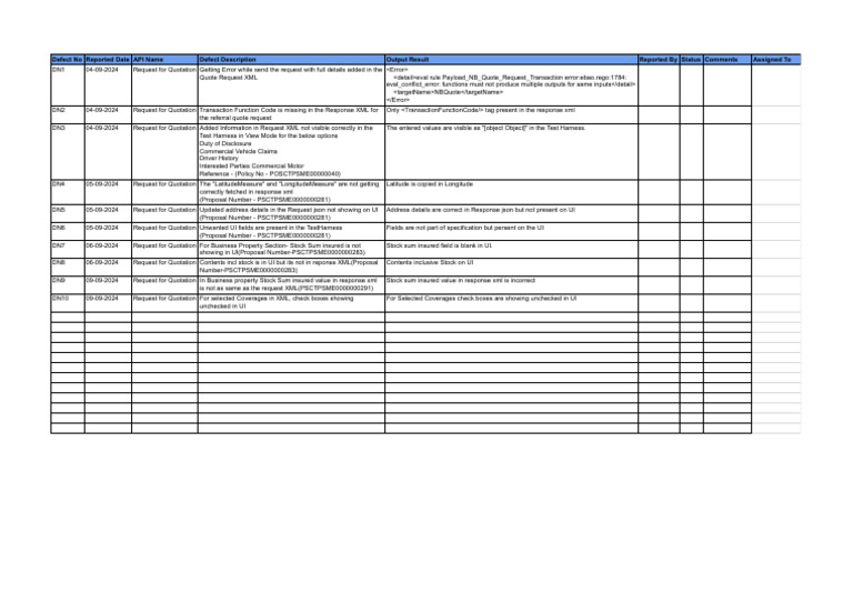 Defect Sheet - Google Sheets | PDF | Xml | Software Development