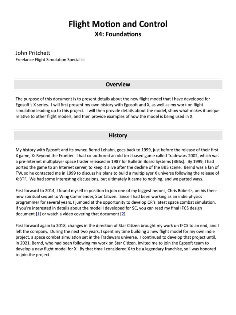 X4 Foundation Flight Model Explanation | PDF
