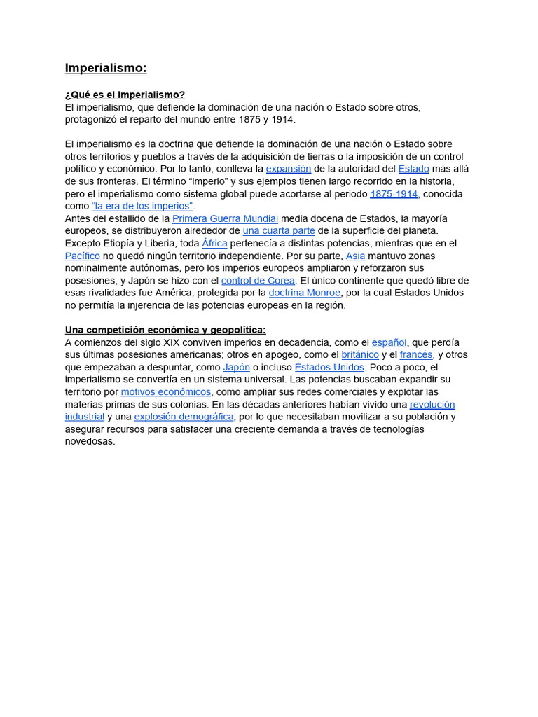 Historia y efectos del imperialismo | PDF | Alemania nazi | Adolf Hitler
