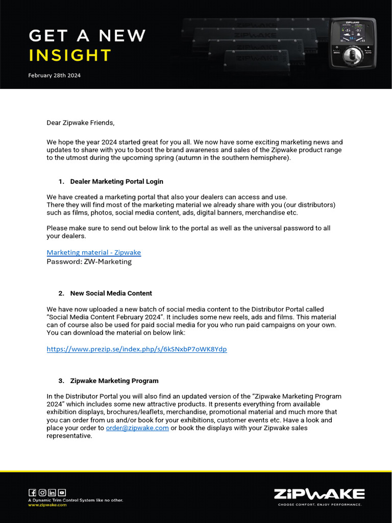 Zipwake Insight - Marketing Updates February 2024 | PDF