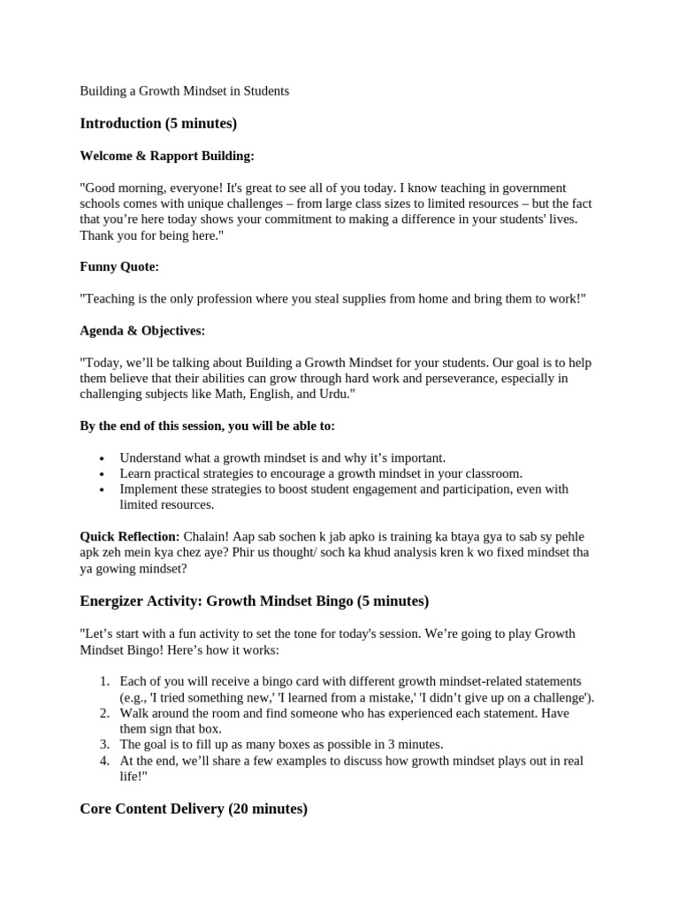 Cultivating Growth Mindset in Students | PDF | Mindset | Cognition
