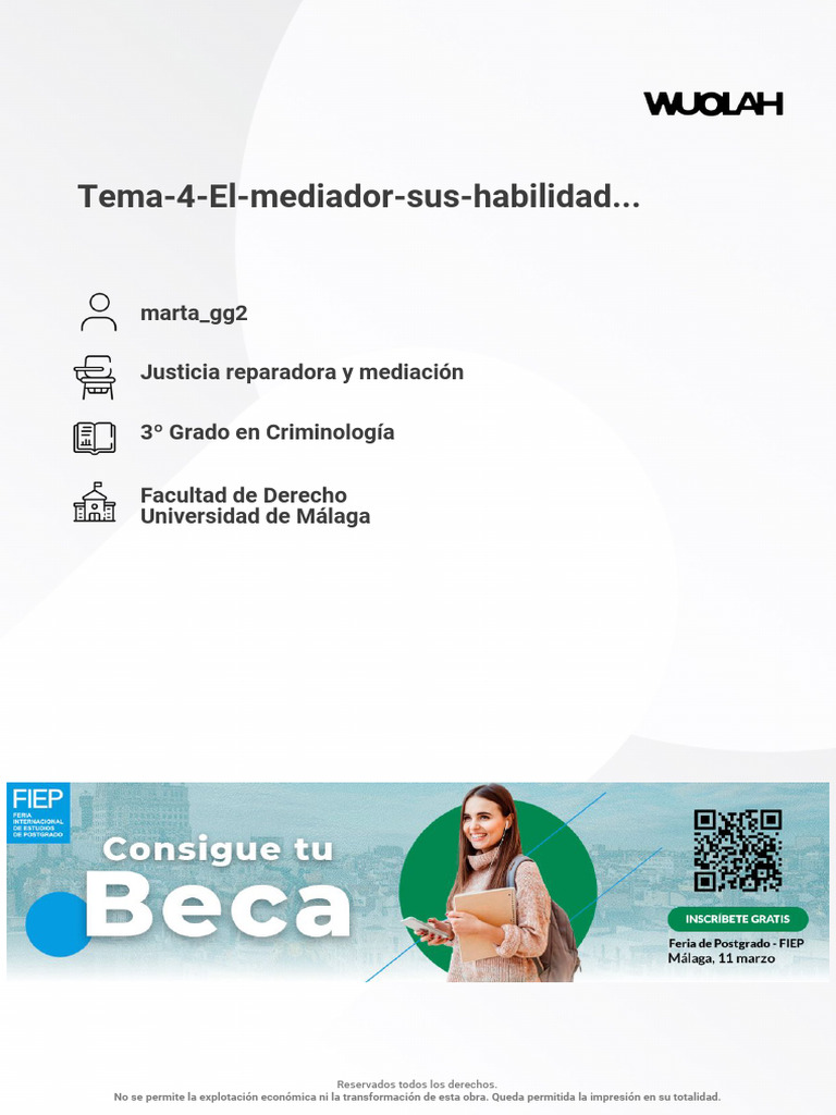 Wuolah Free Tema 4 El Mediador Sus Habilidades y Tecnicas | PDF | Mediación