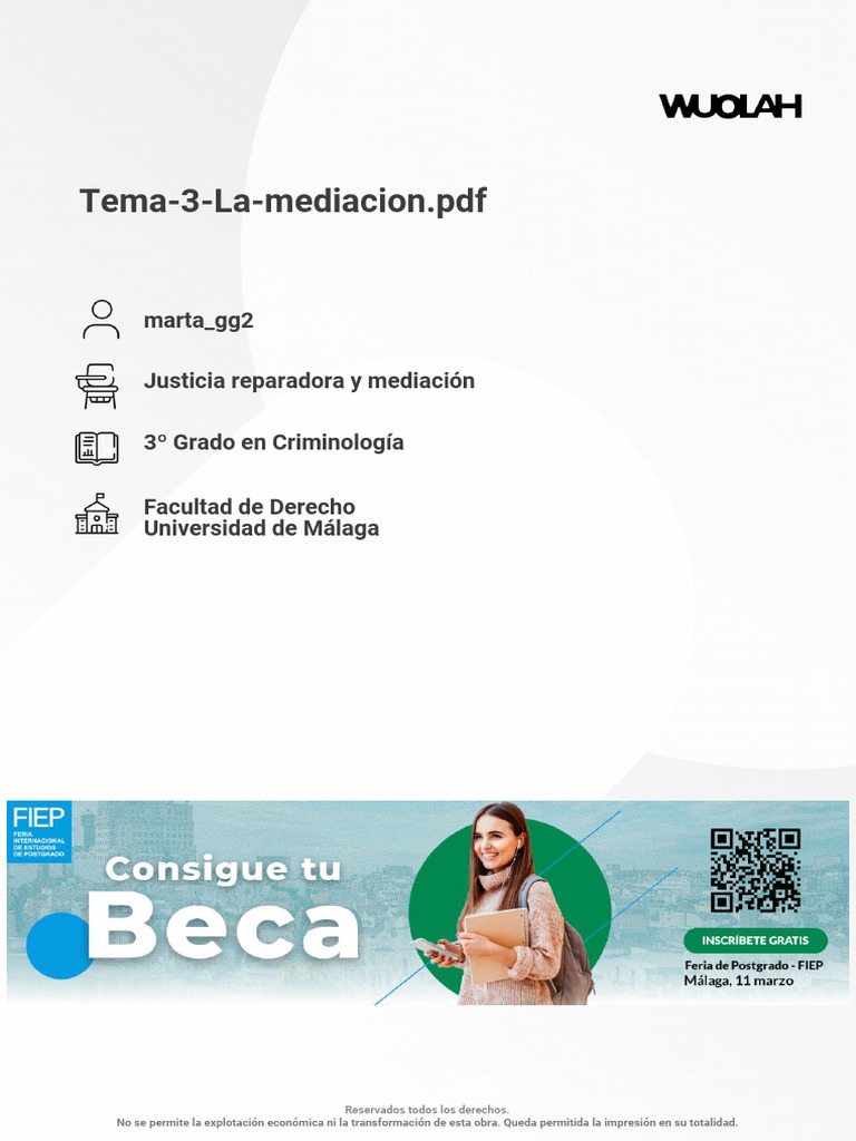 Wuolah Free Tema 3 La Mediacion | PDF | Mediación | Resolución de conflictos