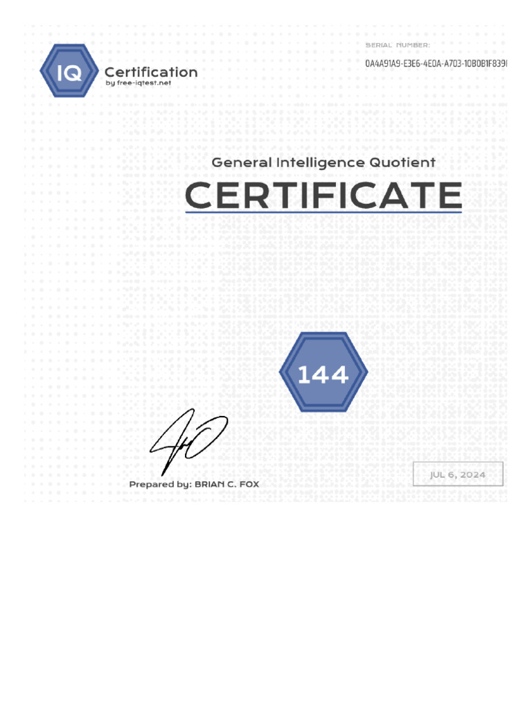 IQ test certificate (1) | PDF