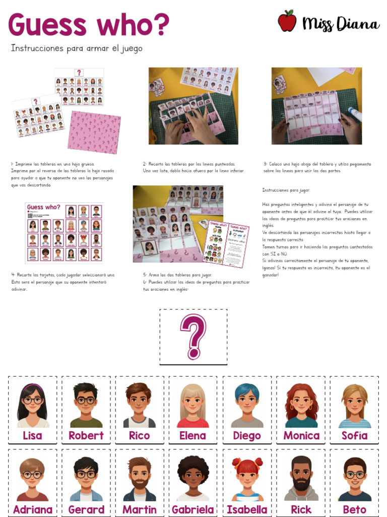 Instrucciones para Adivina Quién Imprimible | PDF