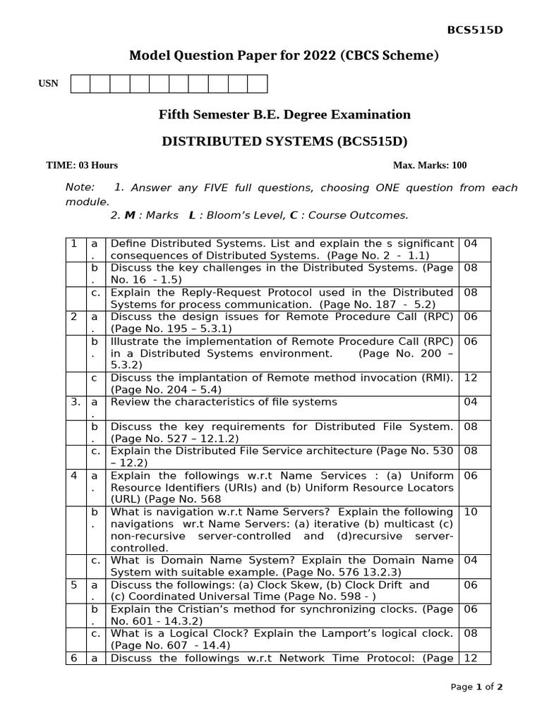 BCS515D - Model Question Paper (Reference) | PDF | Computing | Computer Science