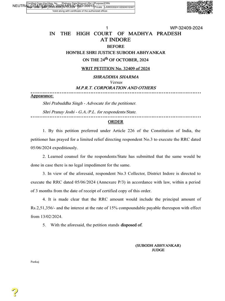 High Court Ruling on Writ Petition 32409 | PDF