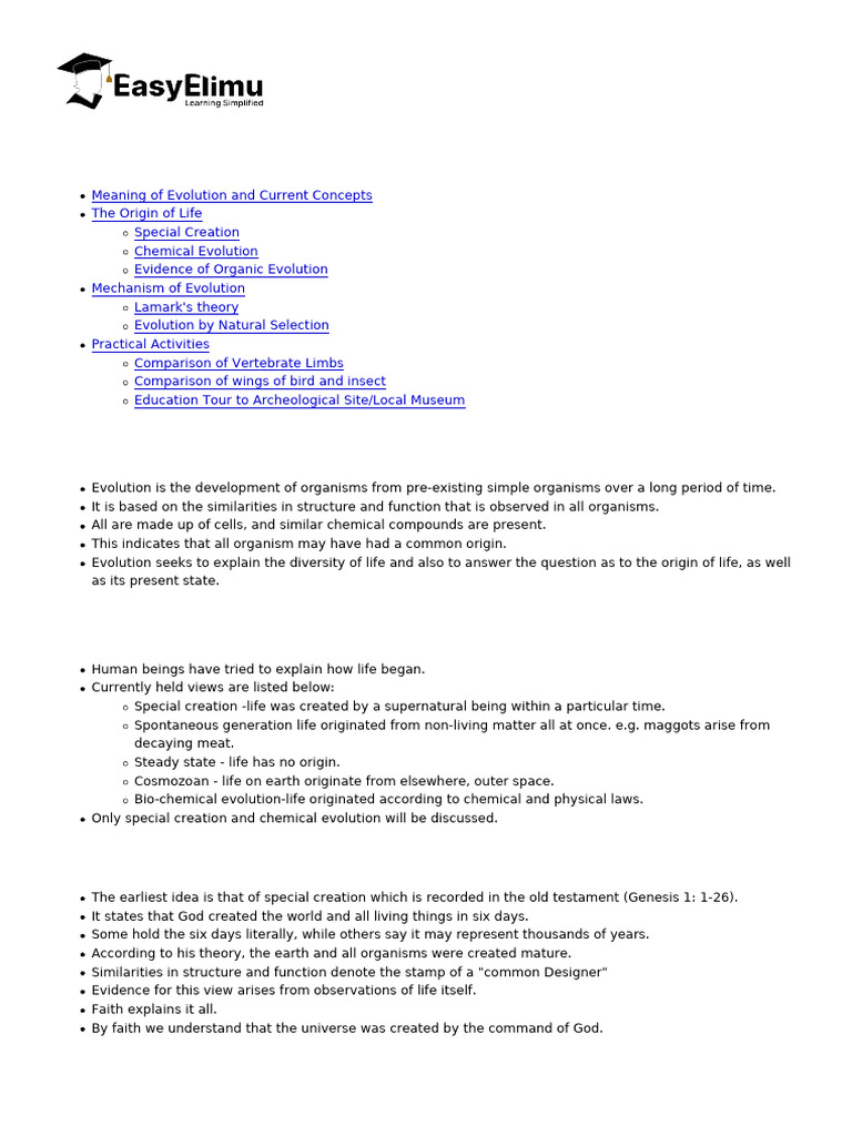 Evolution: Biology Notes Overview | PDF | Homo | Fossil