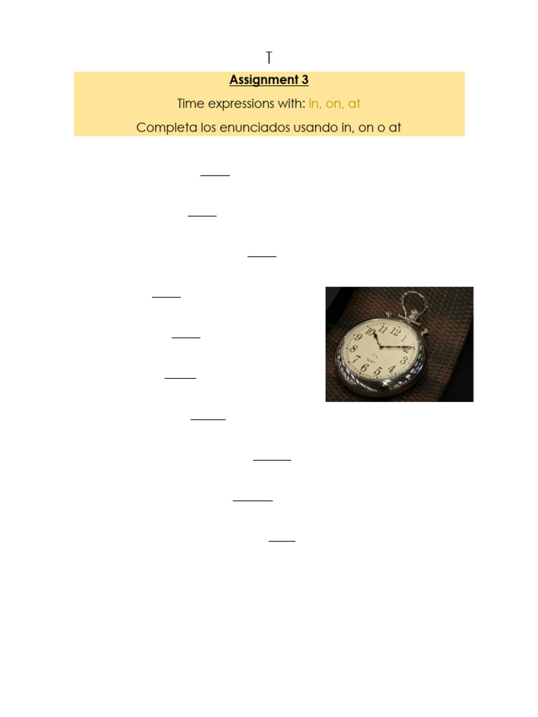 Assignment 3. Adverbs of Frecuency and Time Expressions | PDF