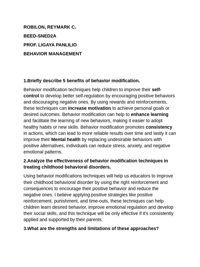 Quiz | PDF | Emotional Self Regulation | Behavior Modification