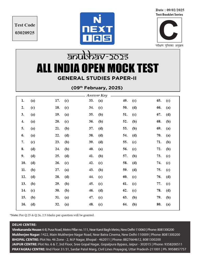 Csat Anubhav II Answer Key With Explanation Set C English Hindi ...