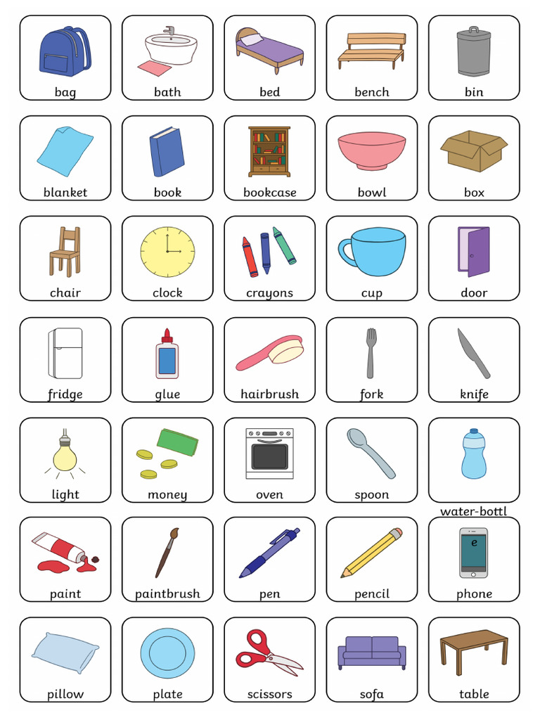 5 x 7 Flashcards - Everyday Objects | PDF