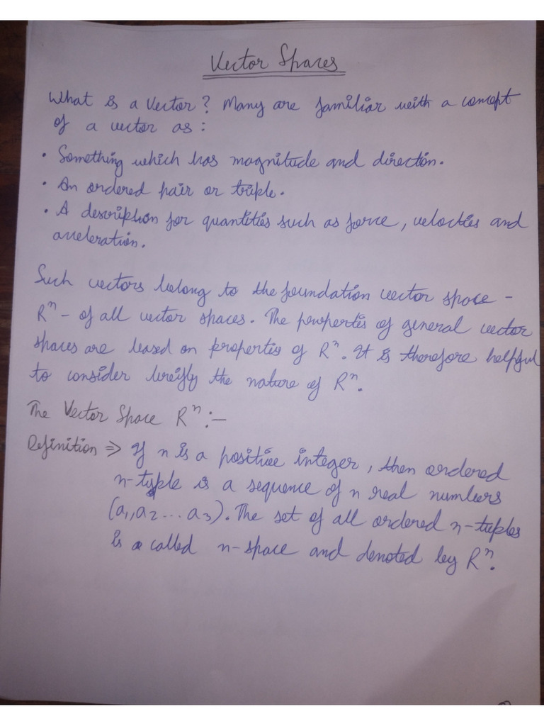 Vector Spaces Notes | PDF