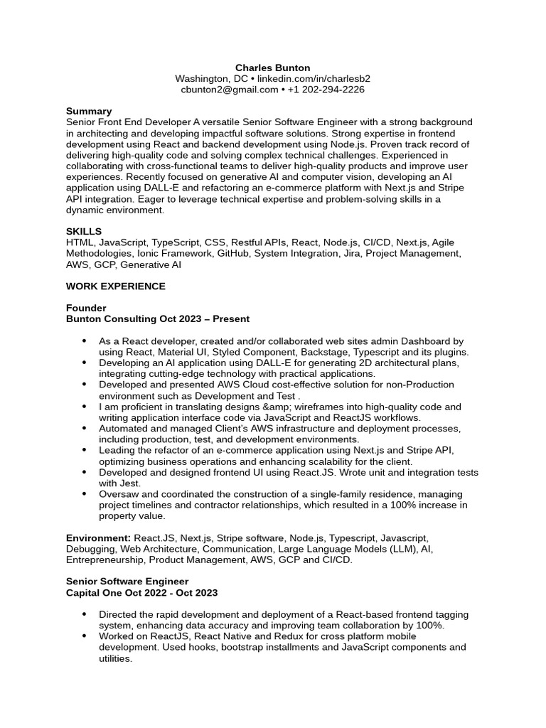 Charles Bunton | PDF | Software Development Process | Cloud Computing