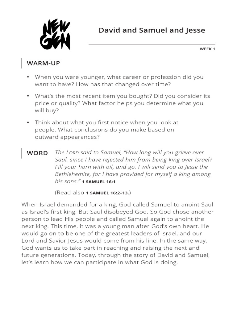 New Gen 1 David and Samuel and Jesse Mobile | PDF | David | Samuel