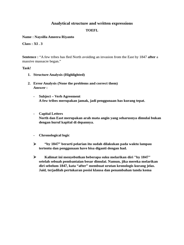 Analytical Structure and Written Expressions | PDF